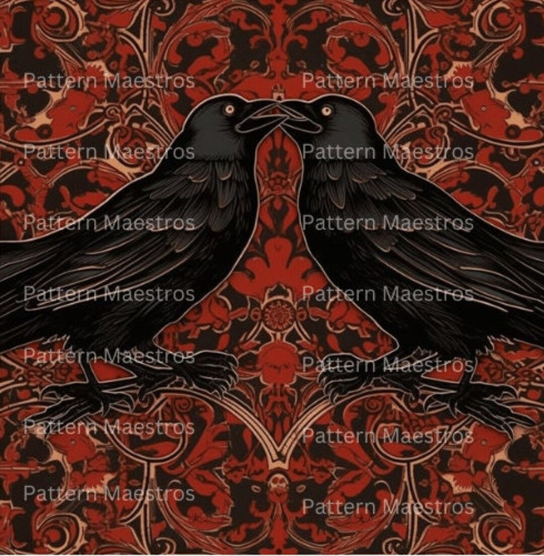 Red Gothic Ravens Tile 2 - Etsy