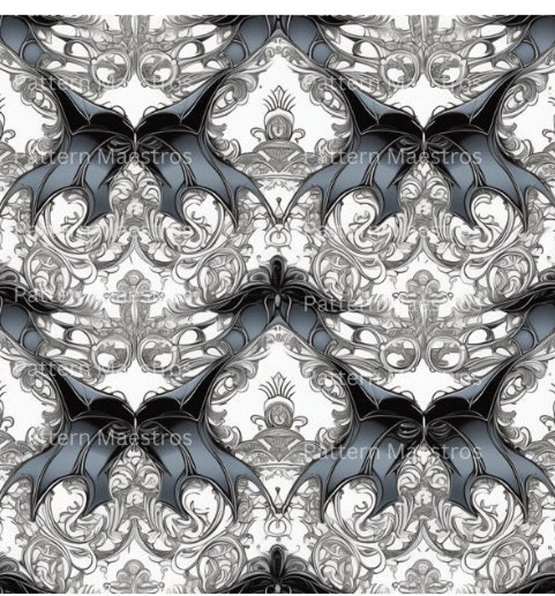 Black and Silver Gothic Bats 7 - Etsy