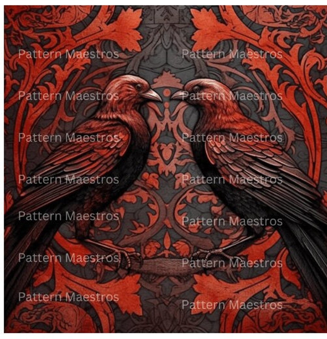 Red Gothic Ravens Tile 3 - Etsy