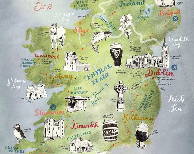 Large Print Ireland Map, Ireland Poster, Large Ireland Art, Saint ...