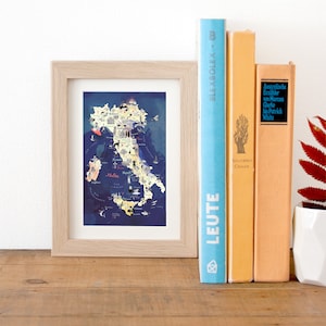 Italy Postcard, Hand Drawn Travel Map, Illustrated Mini Italy Print ...