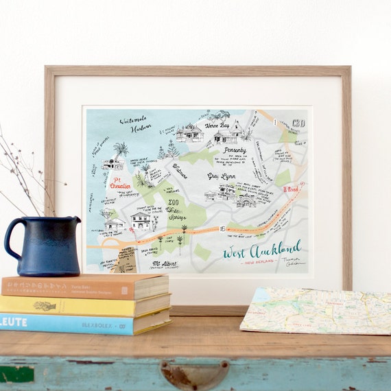 Waitakere Print Street Map Decor D600v4 Waitakere Map Poster Wall Art ...