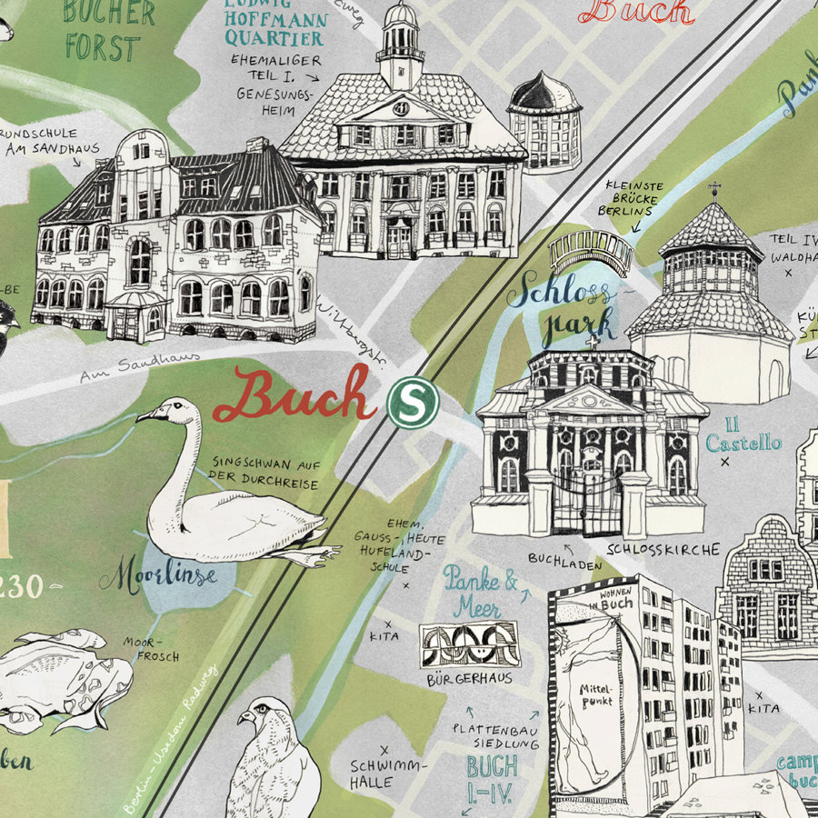 Illustrated Map of Berlin-buch Germany Berlin Print - Etsy