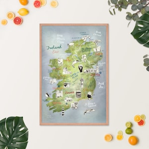 Framed Ireland Map Print, in Inches, Matte Giclee Poster, Irish ...