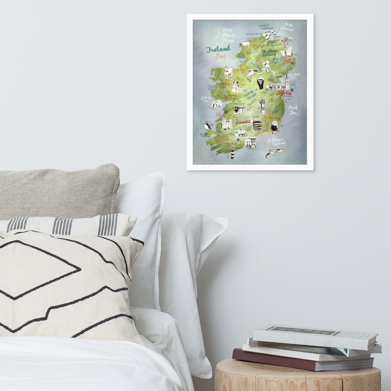 Framed Ireland Map Print, in Inches, Matte Giclee Poster, Irish ...