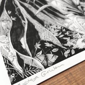 Jungle Drawing, Landscape Format, Fine Art Print, Tropical Decor ...