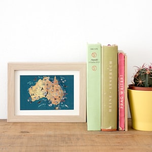 Australia Postcard, Hand Drawn Travel Map, Illustrated Miniprint ...