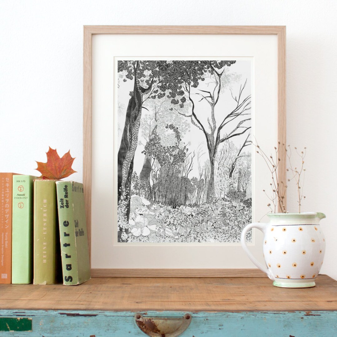Tree Drawing, Tree Fine Art Print, Nature Wall Art, Pencil Illustration ...
