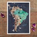 South America Map Art Print Illustrated Map of Latin - Etsy