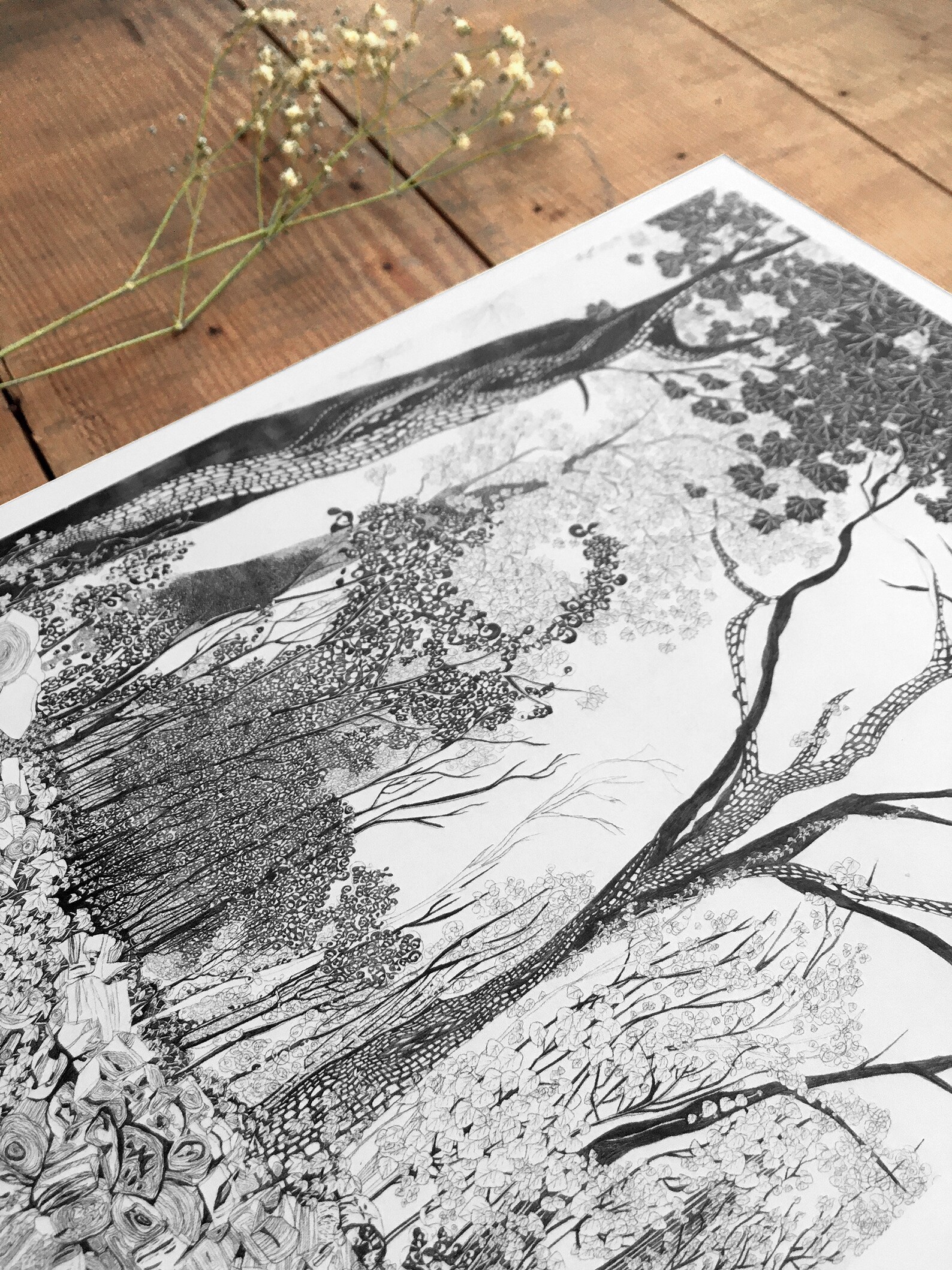 Tree Drawing Tree Fine Art Print Nature Wall Art Pencil - Etsy