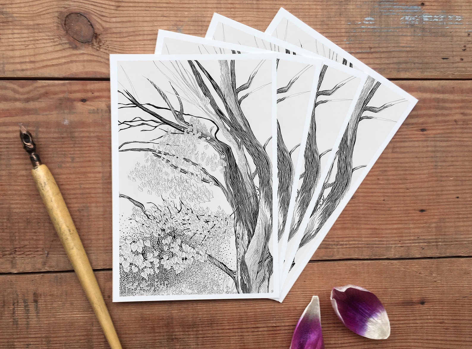 Tree Postcard Art Postcard Woodland Card Nature Artwork - Etsy