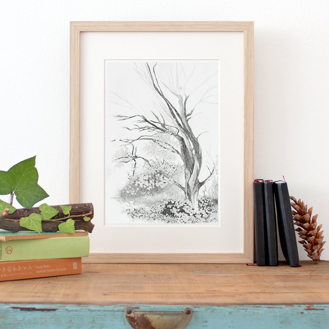 Tree Drawing Woodland Print Woodland Nature Decor Tree - Etsy