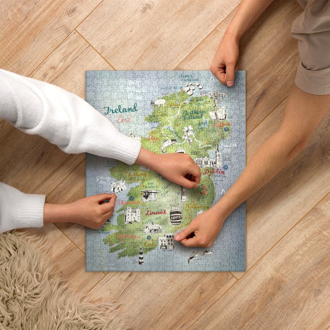 Ireland Jigsaw Puzzle, Illustrated Map of Ireland, Irish Road Trip ...
