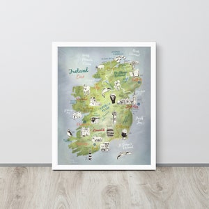 Framed Ireland Map Print, in Inches, Matte Giclee Poster, Irish ...