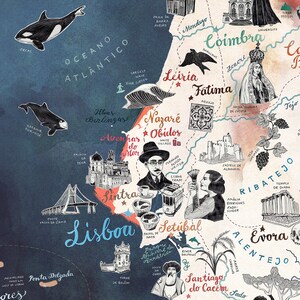 Framed Portugal Map – Matte Giclee Print Poster of Portuguese ...