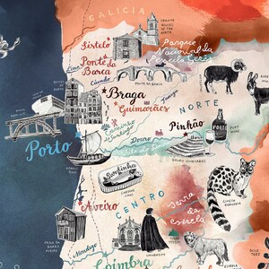 Framed Portugal Map – Matte Giclee Print Poster of Portuguese ...