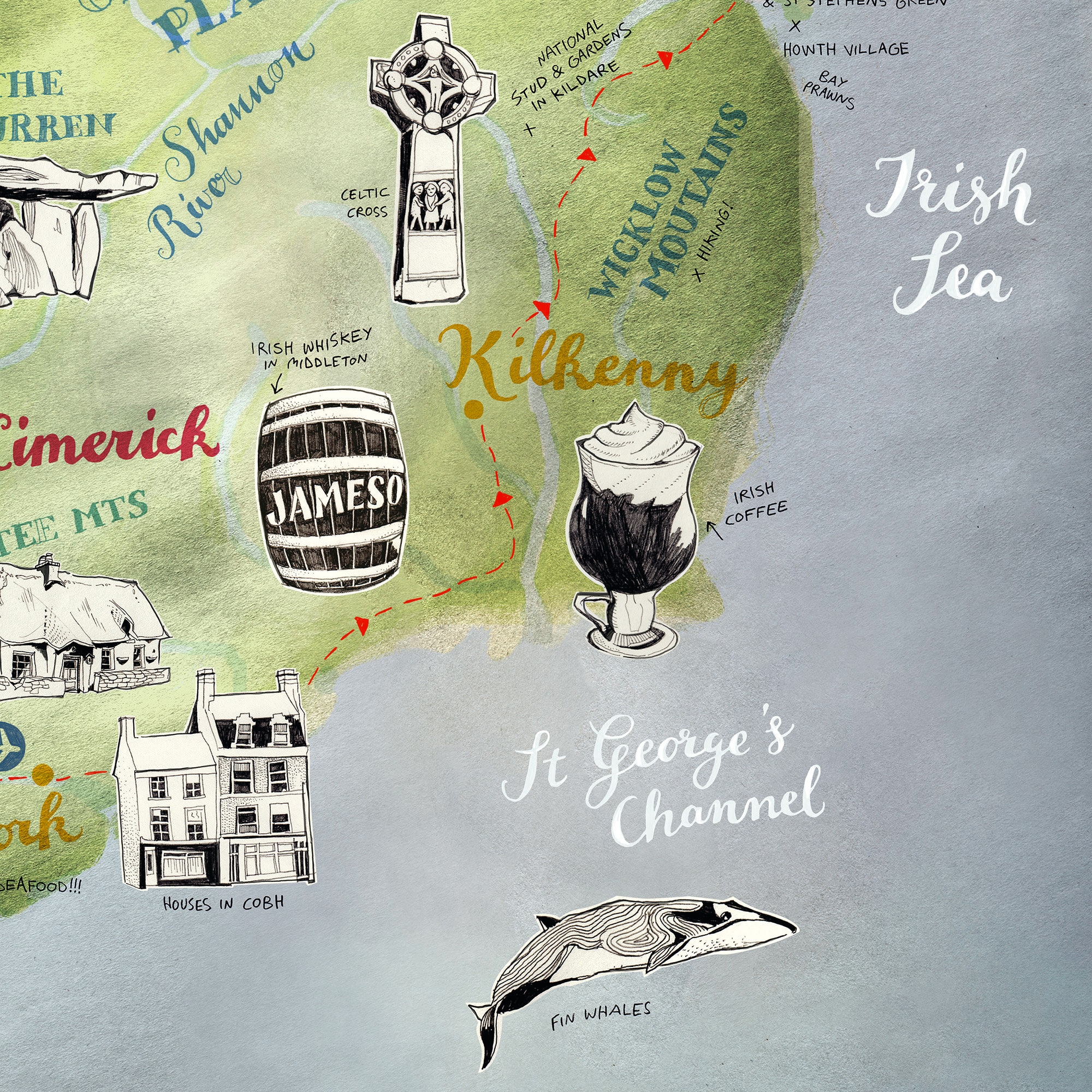 Screenprints IRELAND and its 26 Counties \u2014 19x25 Map Poster \u2014 ...