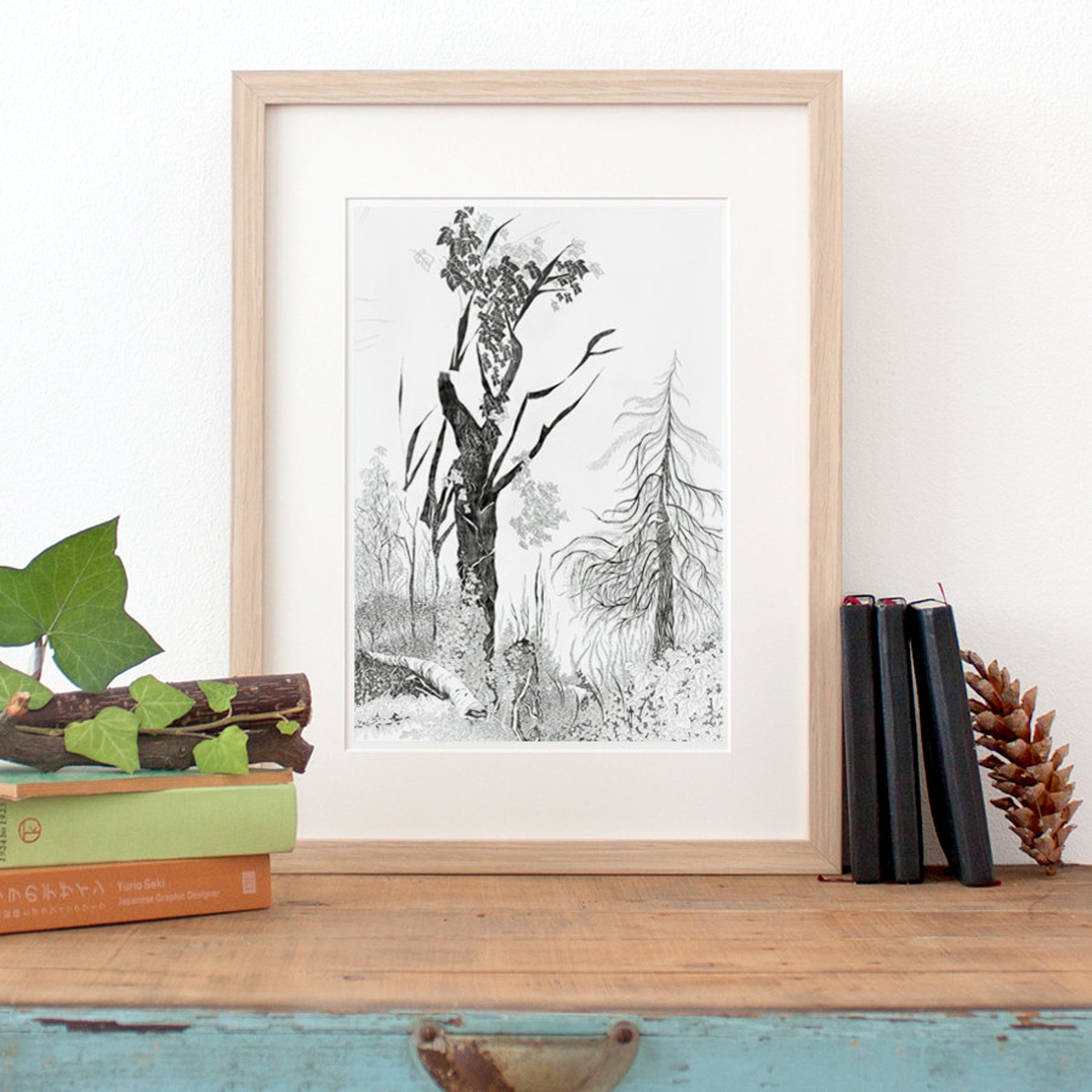 Tree Print Fine Art Print Tree Drawing Autumn Forest Image - Etsy