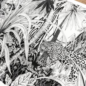 Jungle Drawing, Landscape Format, Fine Art Print, Tropical Decor ...