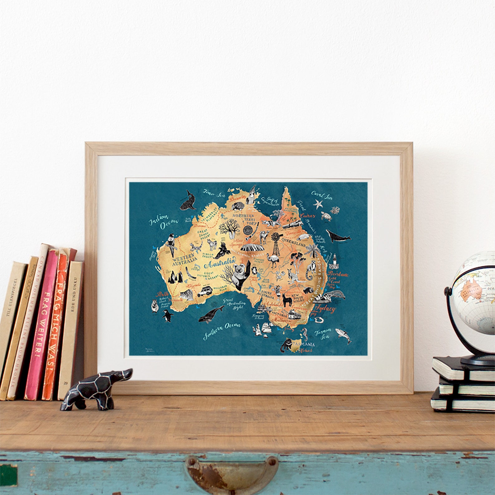 Australia Map, Australian Art Print, Illustrated Map, Aussie Travel ...