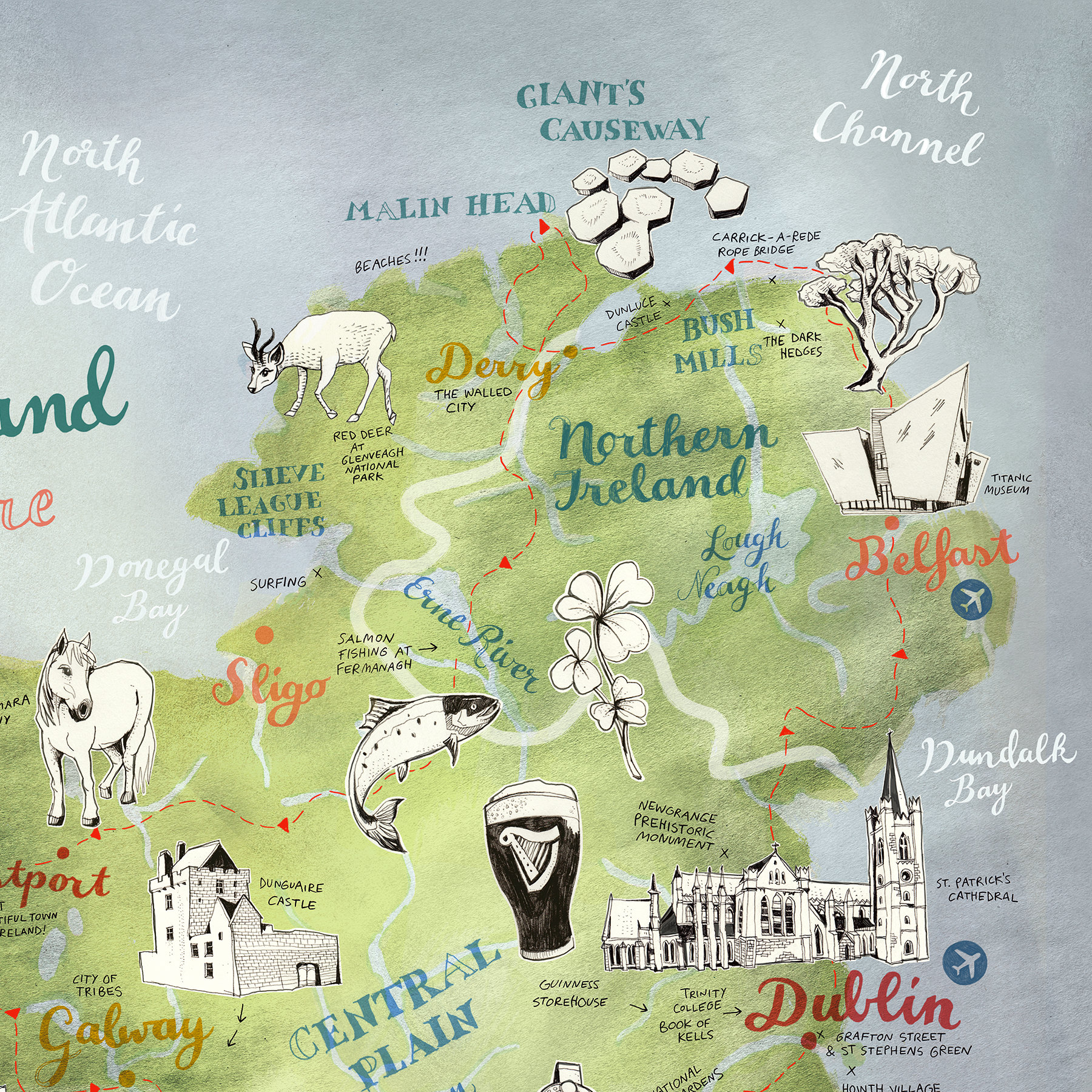 Large Print Ireland Map, Ireland Poster, Large Ireland Art, Saint ...