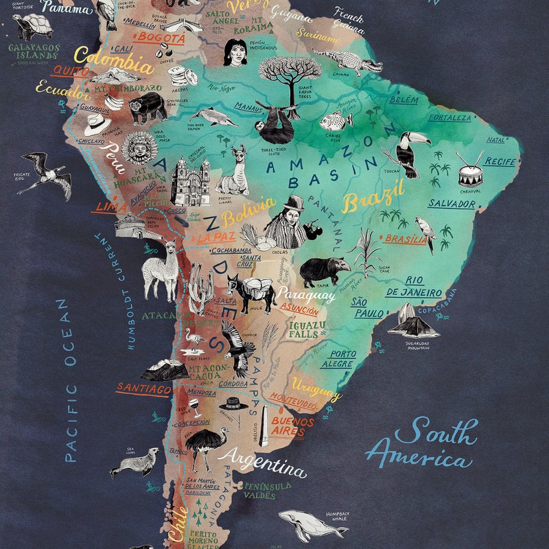 River Map of the Americas - Etsy UK