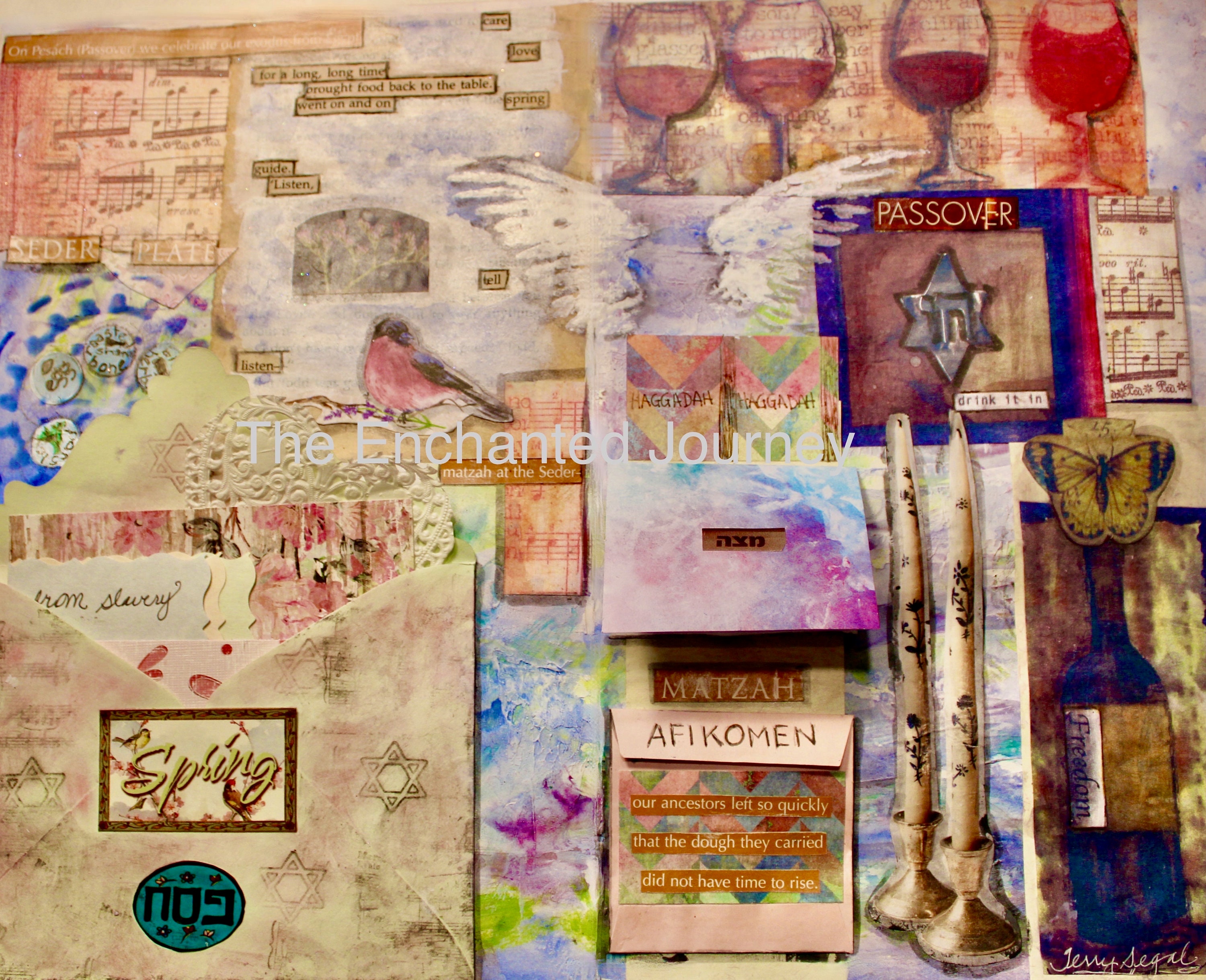 Passover a Celebration! Colorful, Collage of Pesach, Spring, Judaic Art ...