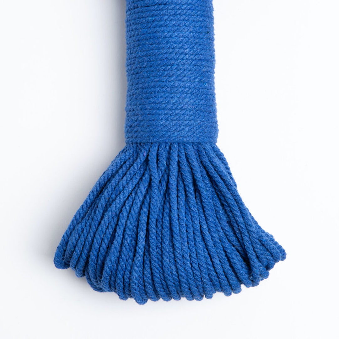 Macrame 3mm Rope. Blue Cotton Cord 3/32 Inch Braid. 60 Metres / 200' Ft ...