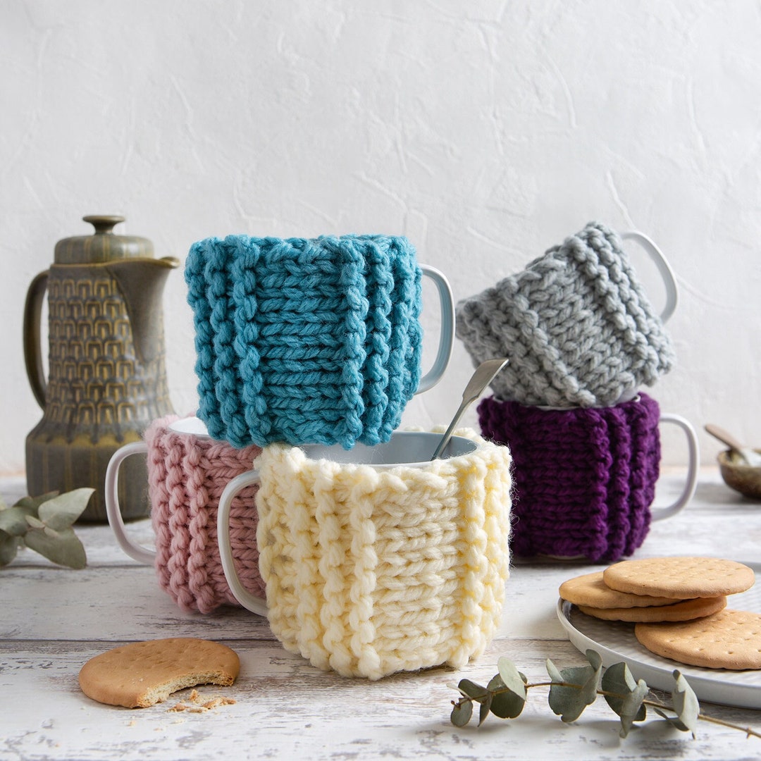 Beginner Ribbed Cup Cosy Knitting Kit | Mug Warmer Knitted Kit ...