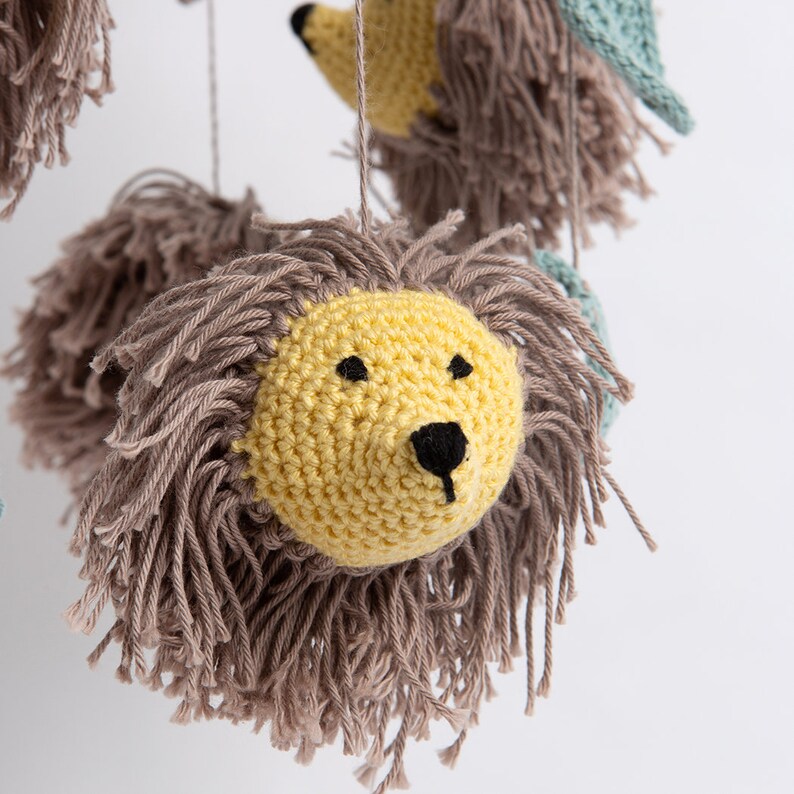 Lion & Snake Nursery Cot Mobile Crochet Kit | Safari Nursery Baby Gift ...
