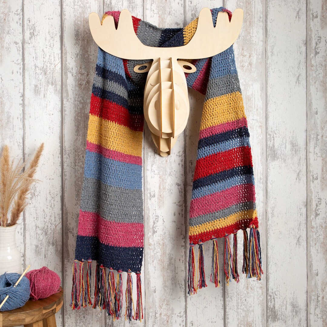 College Scarf Crochet Kit. Beginners Crochet Kit. Striped Scarf Craft ...