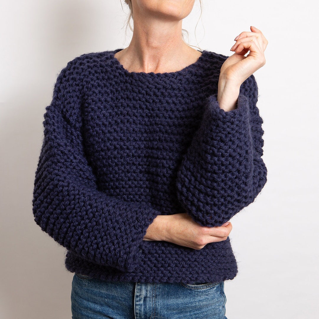 Simple Jumper Knitting Kit | Easy Sweater Knit Pattern by Wool Couture ...