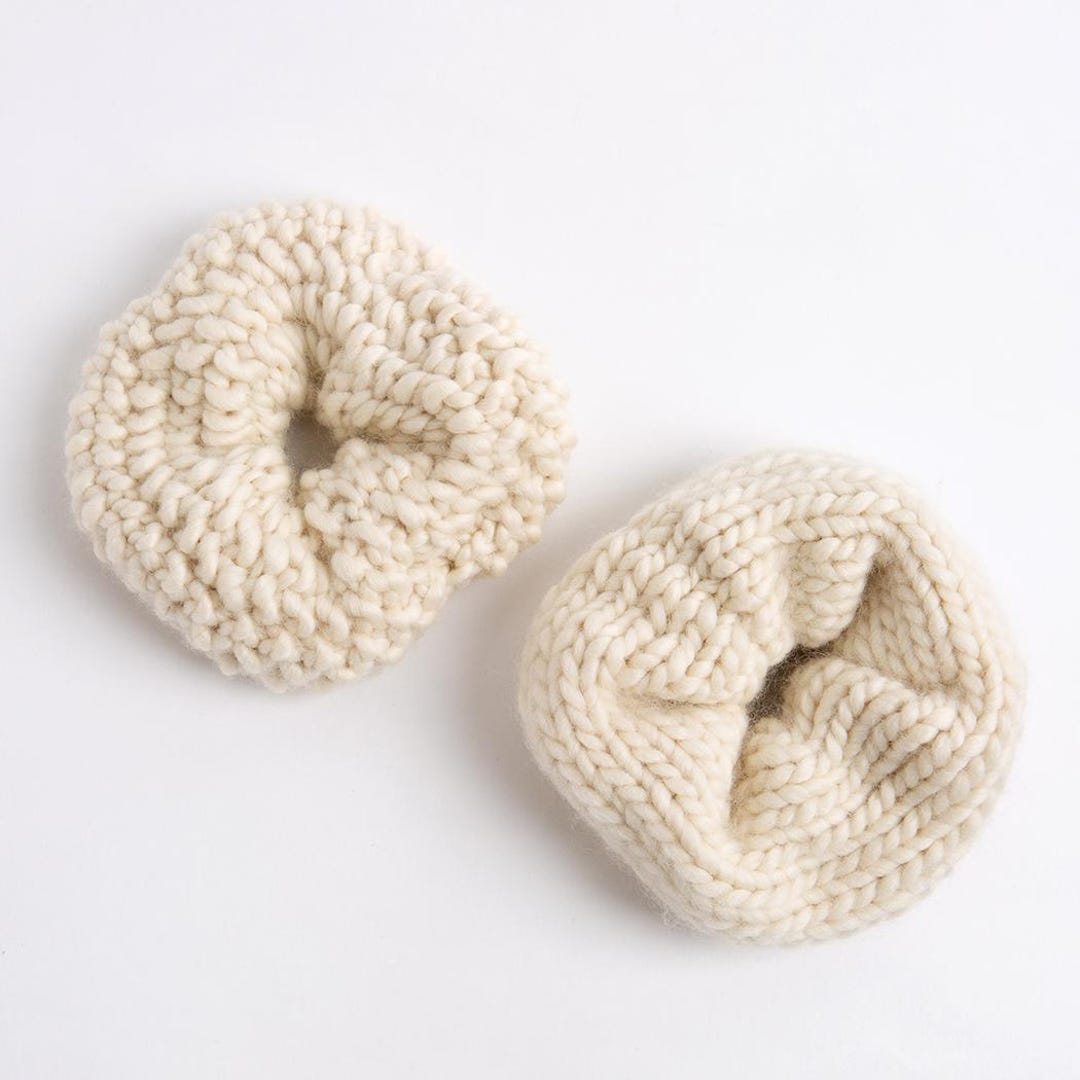 Chunky Knit Scrunchie Kit: Easy Hair Bobbles, Merino Wool - Etsy