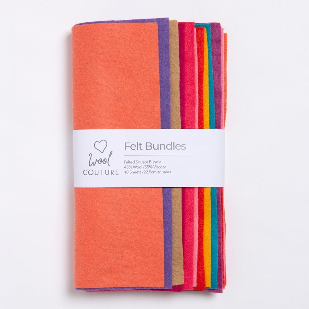 Wool Felt Bundles 25 X 25cm. 10 Sheets Craft Felt. Kids Easy Crafting ...