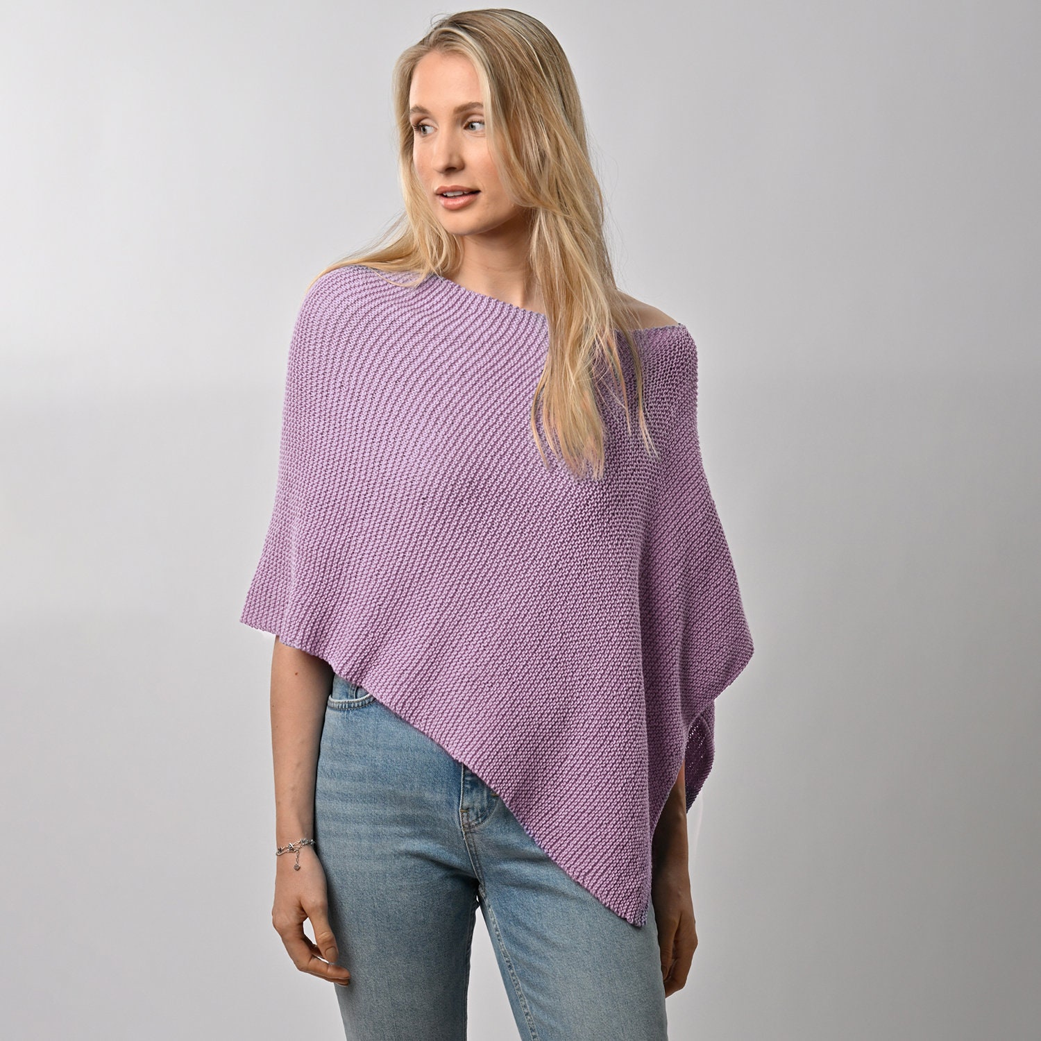 Cotton Poncho Knitting Kit | Spring Summer Knitwear | Beginner Coverup ...