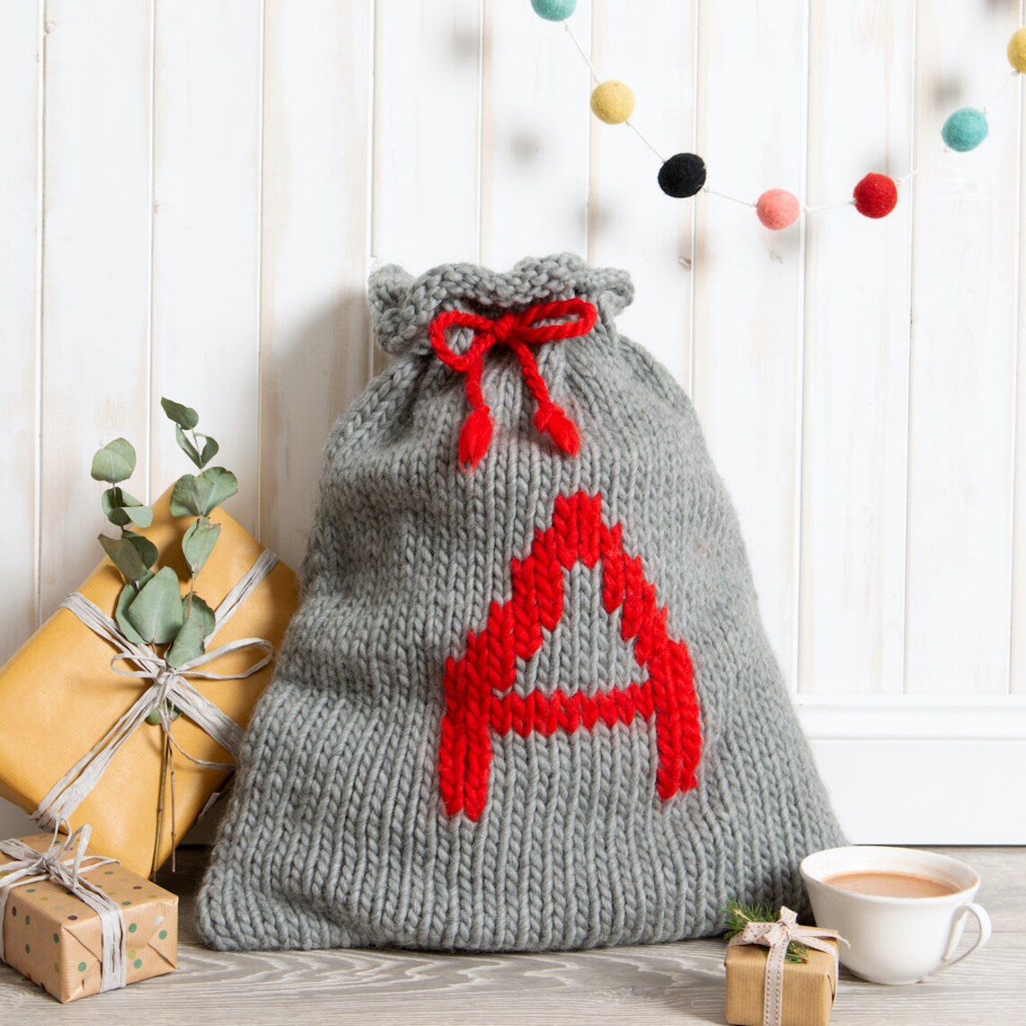 Santa Sack Knitting Kit. Christmas Knitting Kit. Easy Knitting - Etsy