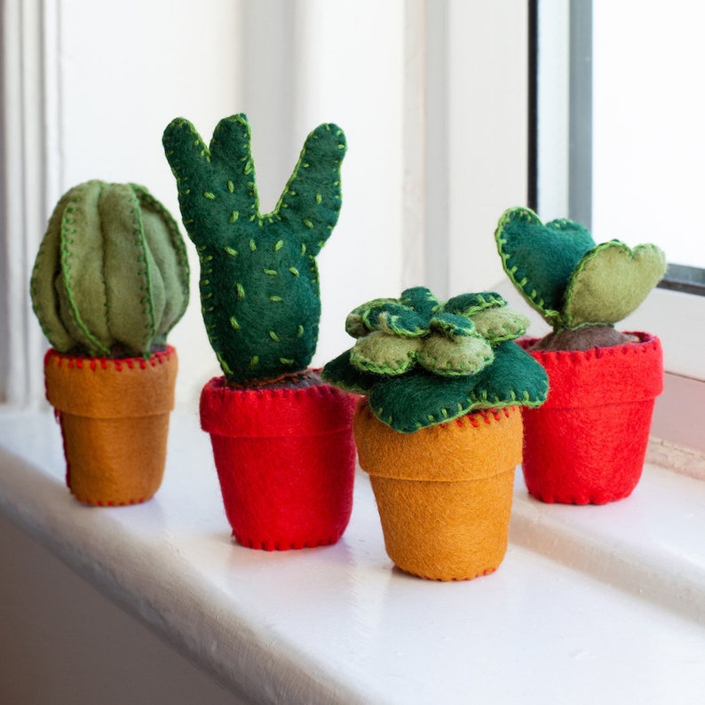 DIY Felt Cactus Set. Easy Care Plants. Simple Felt Pattern. Pattern ...