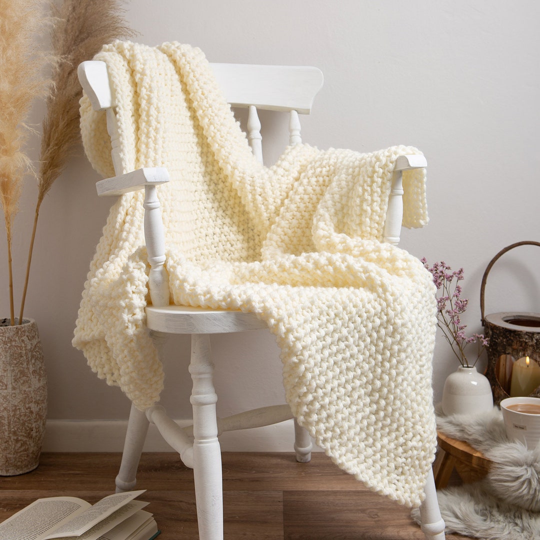 Moss Stitch Blanket Knitting Kit | Beginner Throw Project | Learn to ...
