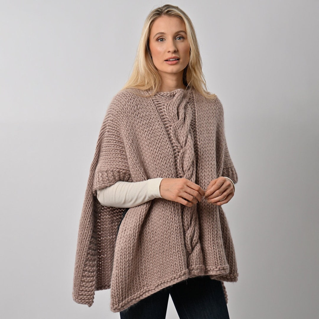 Poncho Knitting Kit. Anna Lou Cable Knit Kit. Shawl Knitting Kit. Easy ...