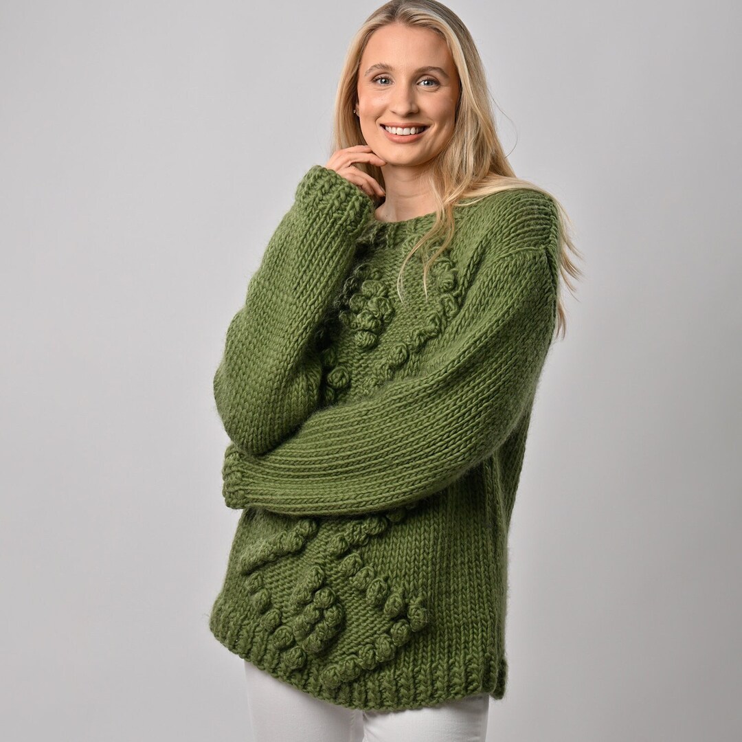 Bobble Jumper Knitting Kit | Chunky Knit Jumper | Intermediate Level ...