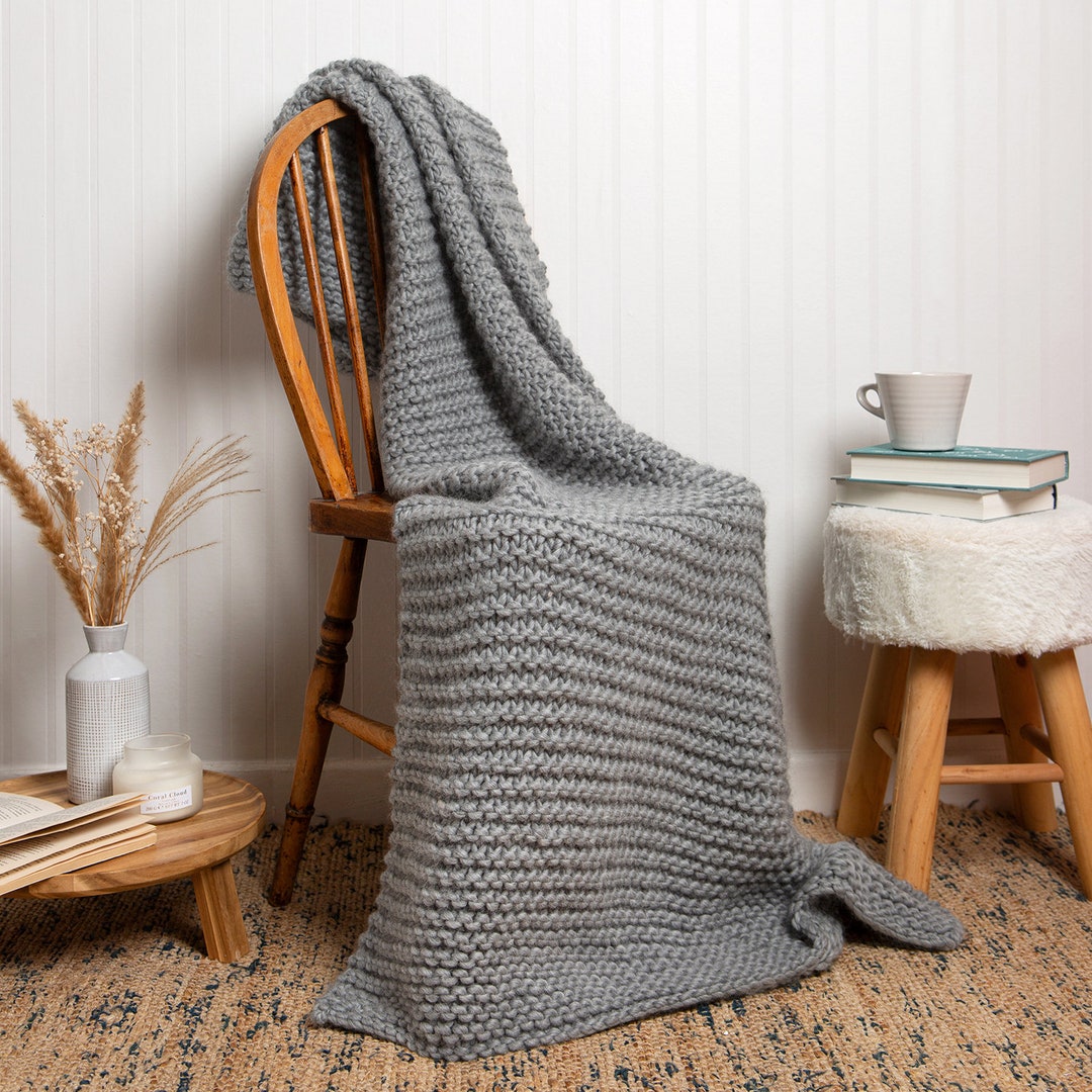 Nyssa Blanket Knitting Kit. Chunky Throw Knit Kit. Beginners Knitting ...