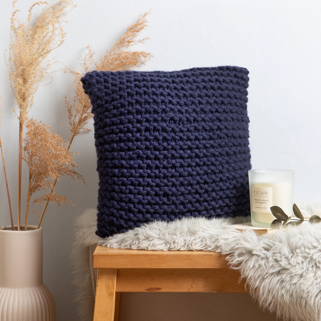 Garter Stitch Cushion Cover Beginner Knitting Kit - Etsy