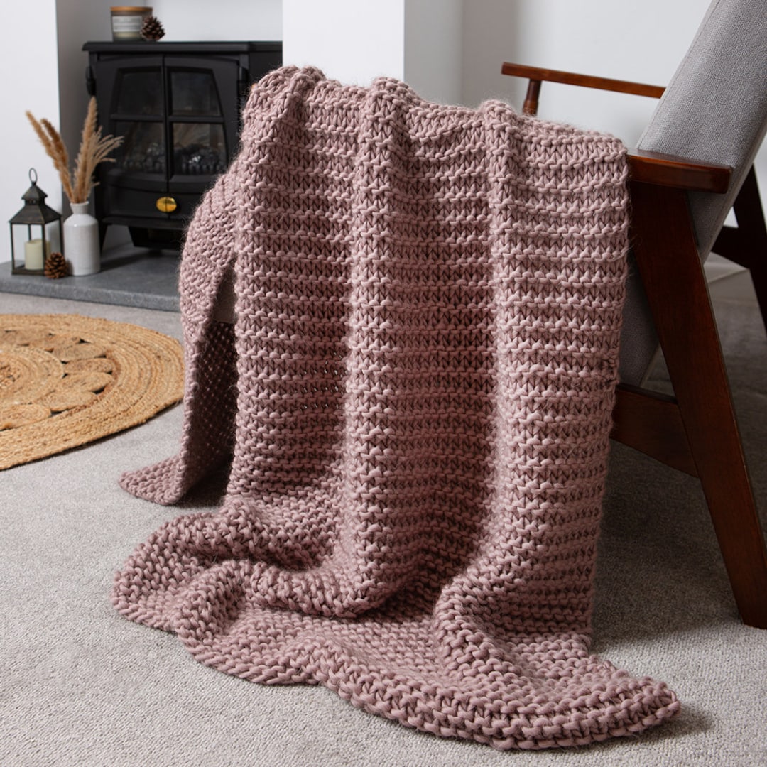 Nyssa Blanket Knitting Kit. Chunky Throw Knit Kit. Beginners Knitting ...
