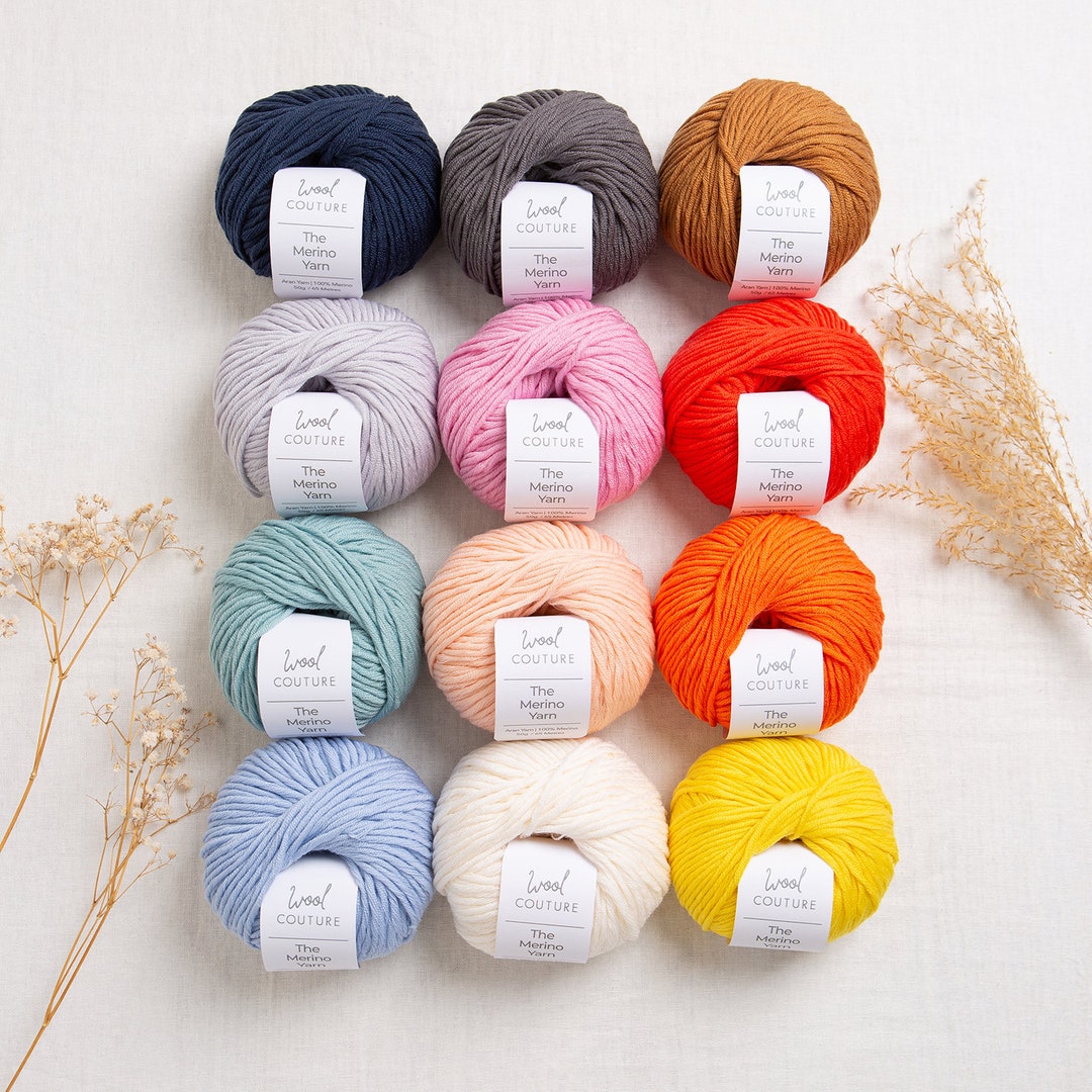 Merino Aran Yarn 50g Ball. Worsted Aran Weight Yarn by Wool Couture ...
