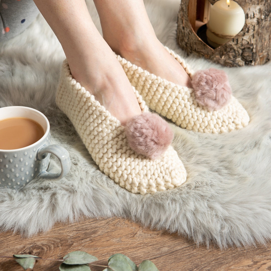 Slipper Knitting Kit. Make Your Own Mary Jane Slippers With a Knit Kit ...
