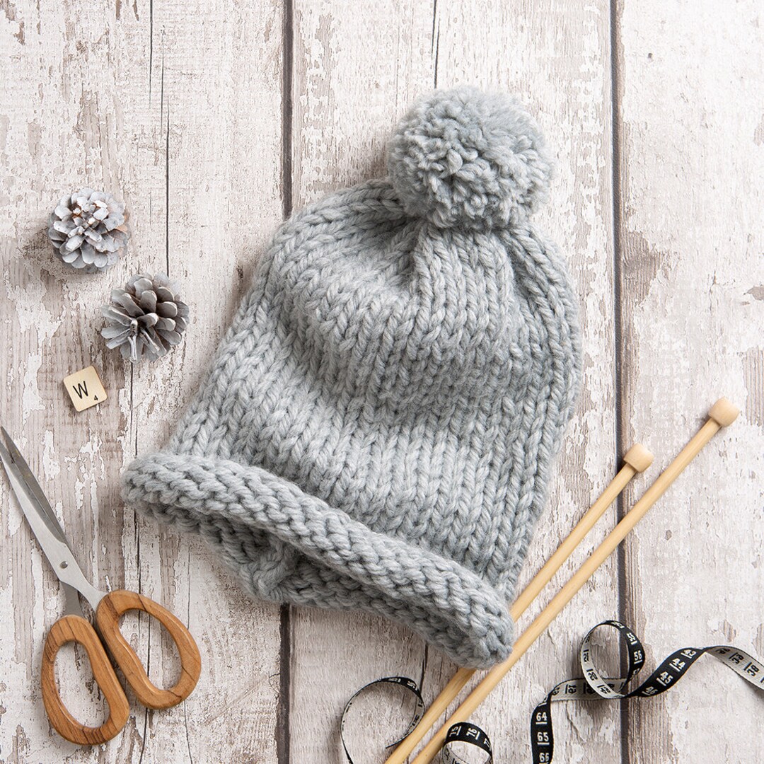 Beginners Pom Pom Hat Knitting Kit | Starter Beginners Knitting Kit ...