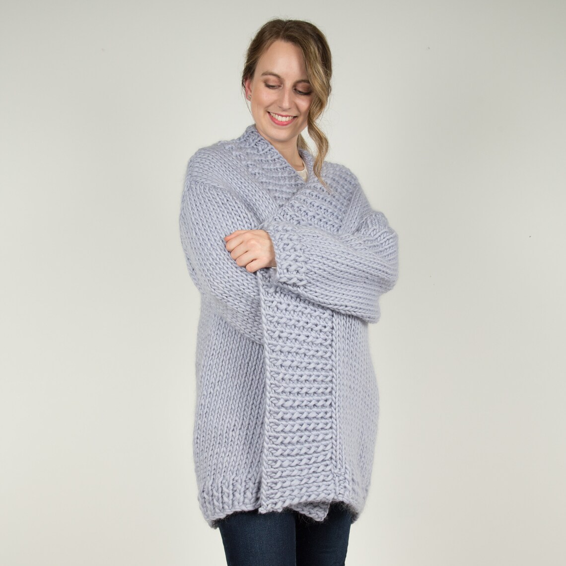 Long Cardigan Knitting Kit. Easy Oversized Cardi Knit Kit. | Etsy