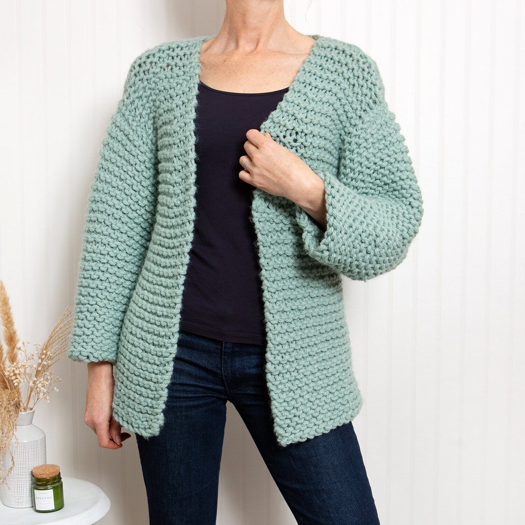 Simple Cardigan Knitting Kit | Easy Chunky Cardi Knit Pattern by Wool ...