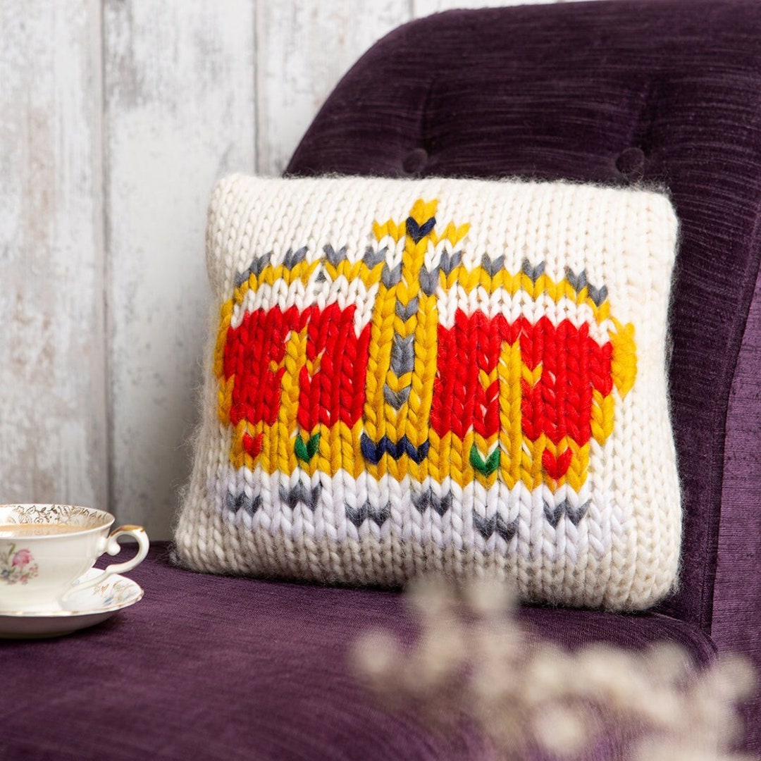 Royal Crown Cushion Knitting Kit | King Charles III | Easy Knitted ...