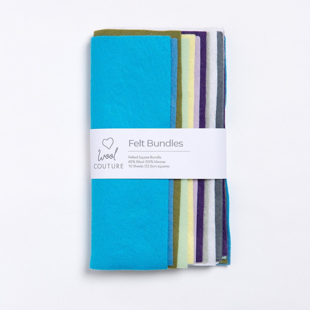 Wool Felt Bundles 25 X 25cm. 10 Sheets Craft Felt. Kids Easy Crafting ...